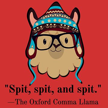 "Oxford Comma Llama black text spit red" Sticker for Sale by ...