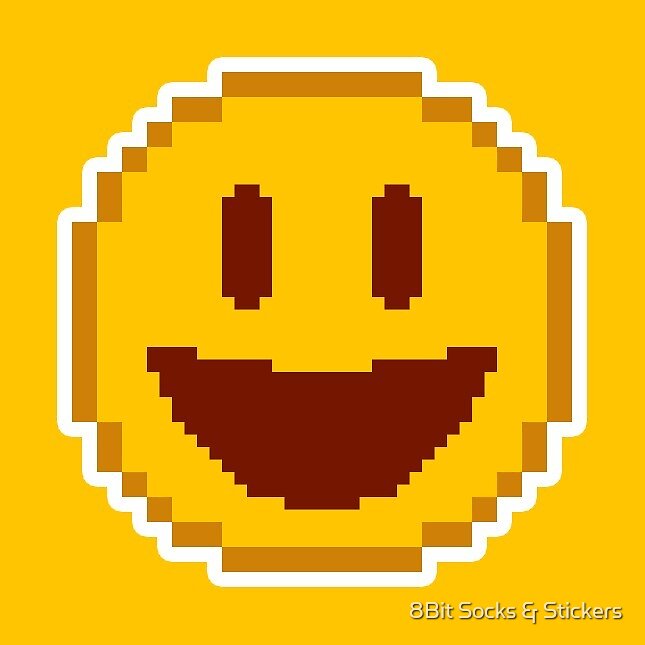 "8Bit Emoji: Yellow Smiley Face" by 8Bit Socks & Stickers | Redbubble