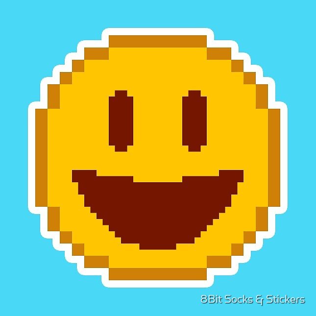 "8Bit Emoji: Blue Smiley Face" by 8Bit Socks & Stickers | Redbubble