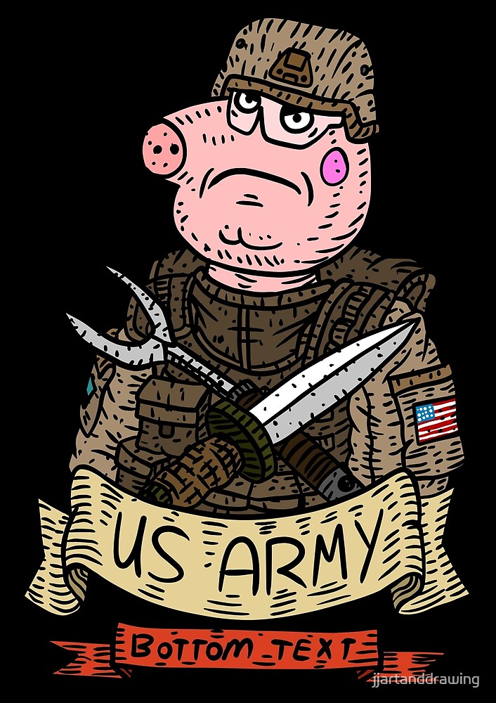 "proud US army veteran. cute pig emblem." by JJ ADX | Redbubble