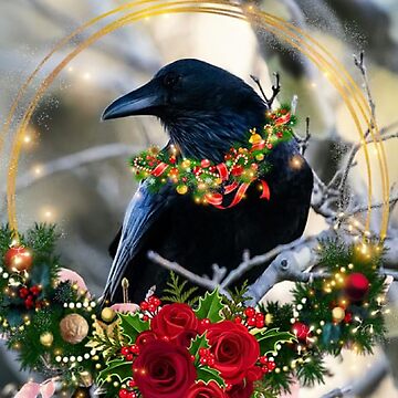 "Christmas Crow, raven, winter solstice" Sticker for Sale by Edgot ...