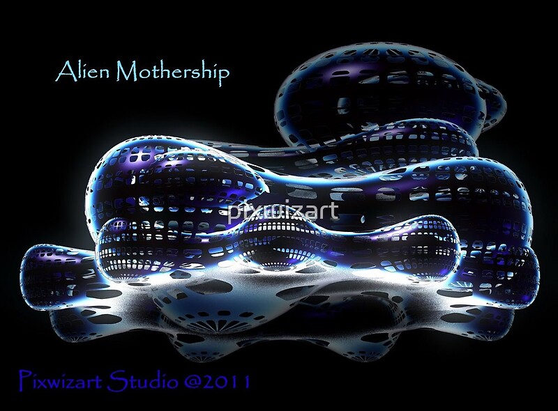 "ALIEN MOTHERSHIP 3D" by pixwizart | Redbubble