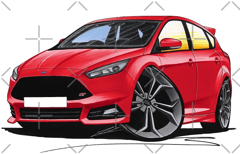 "Ford Focus (Mk3 Facelift) ST Red" by yeomanscarart | Redbubble