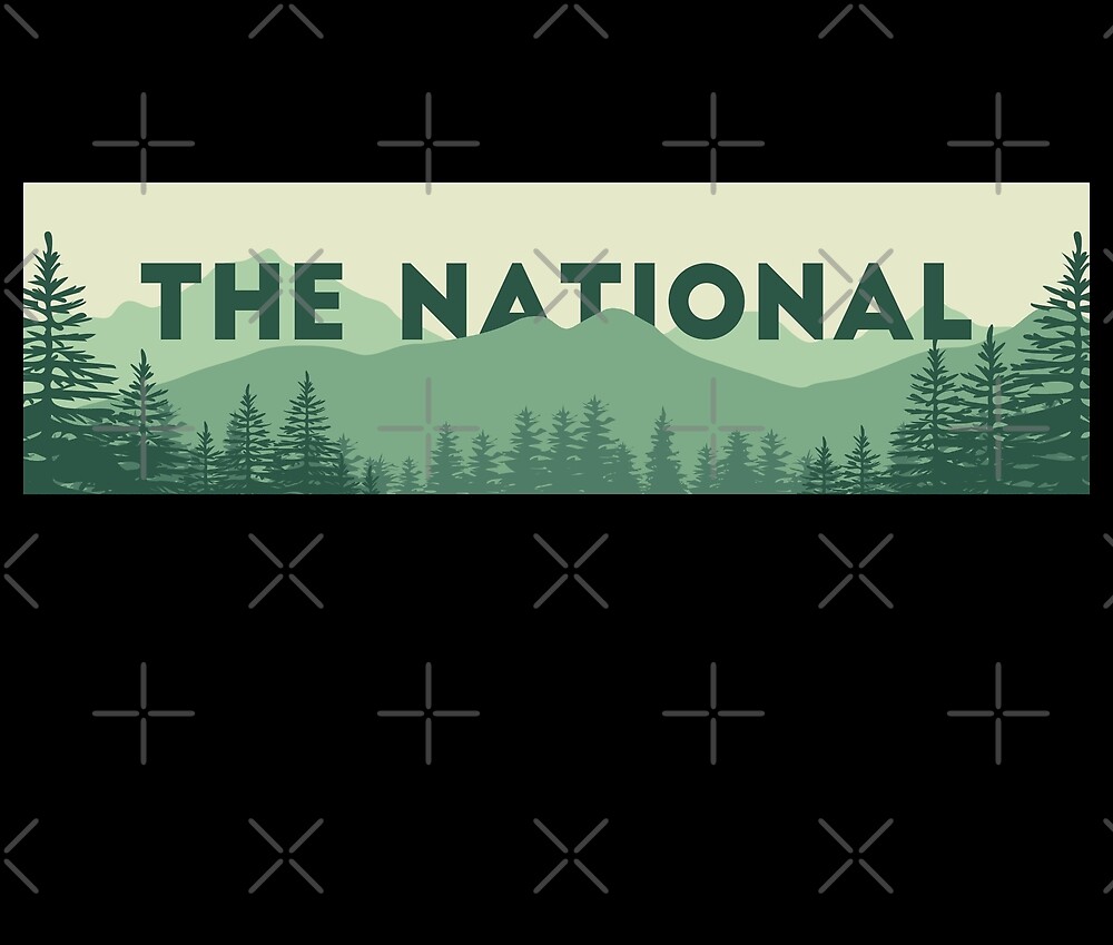 "The National Band Logo Forest and Mountains" by TheN | Redbubble