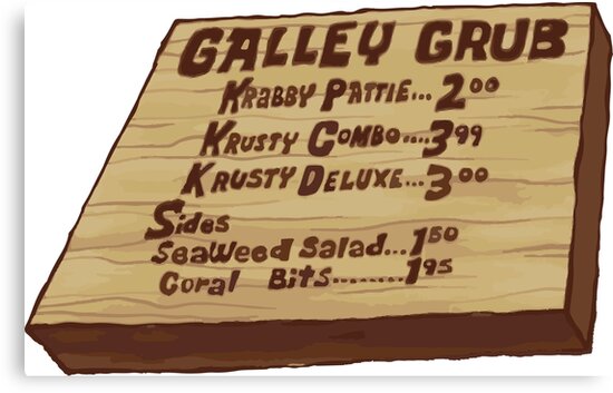 "The Krusty Krab Menu" Canvas Print by IndigoPapa | Redbubble