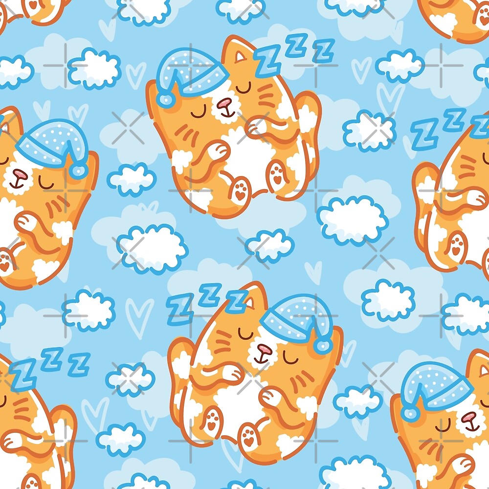 "Cute sleeping cats pattern" by Earthsavers | Redbubble